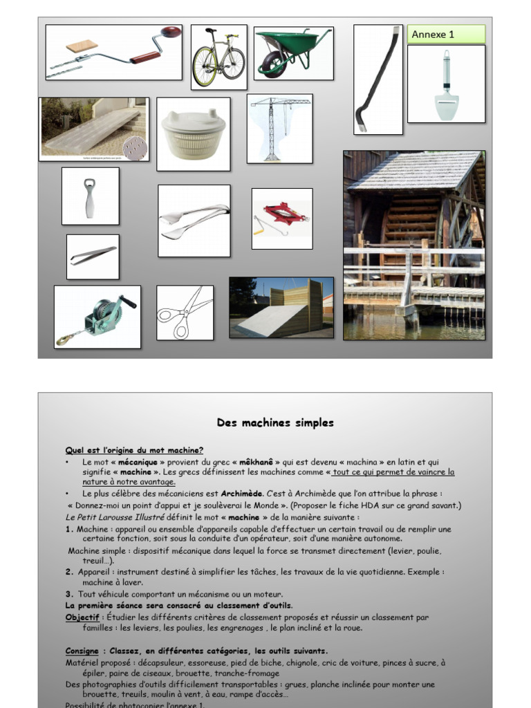 Les 5 familles de machines simples | PDF | Machine | Engrenage