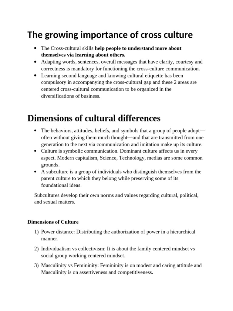 The Growing Importance of Cross Culture | PDF | Word | Semantics