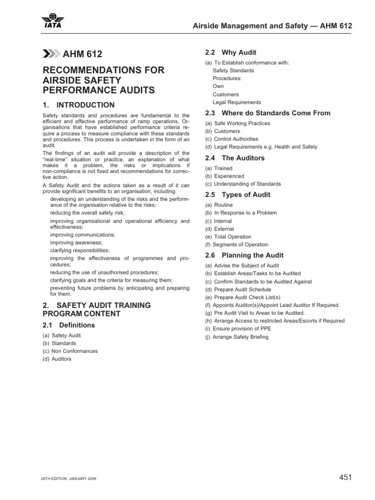 AHM612 Recommendations For Airside Safety Performance Audits | PDF ...