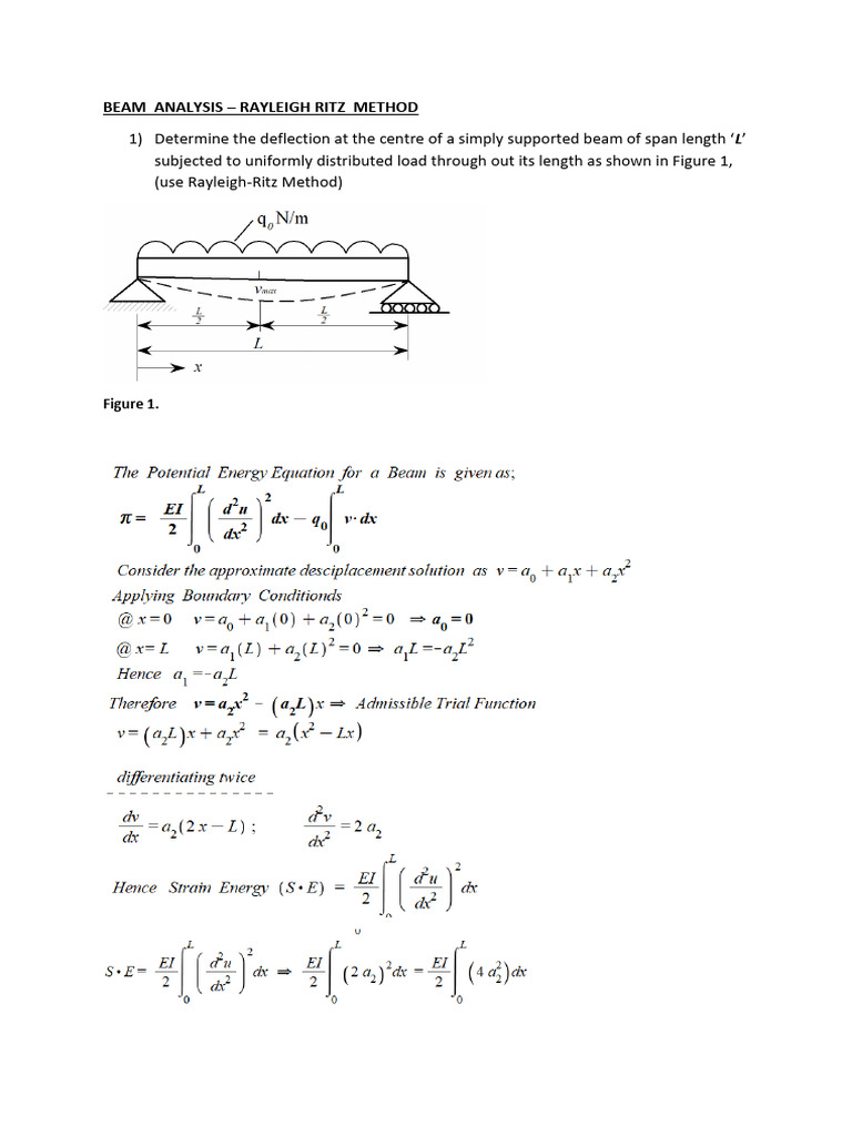Rayleigh Ritz - Beam Analysis - Jan 2025 | PDF