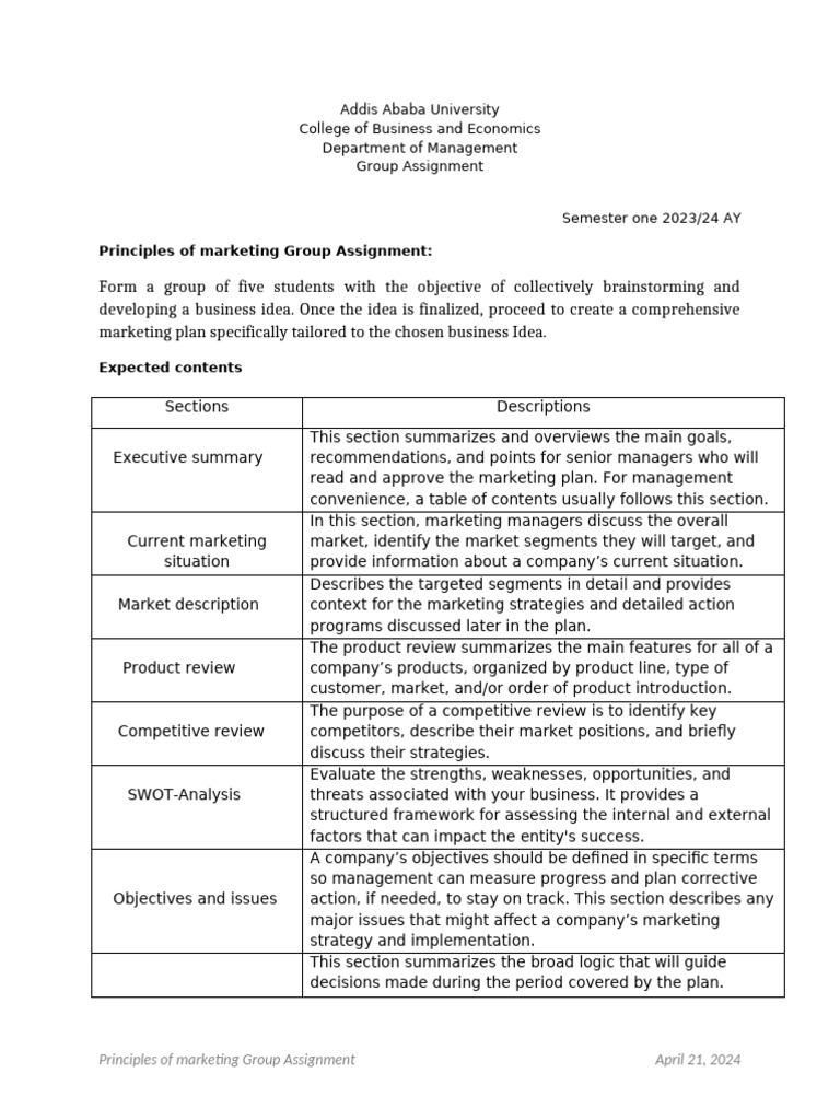 College Group Assignment Guide | PDF | Marketing | Swot Analysis