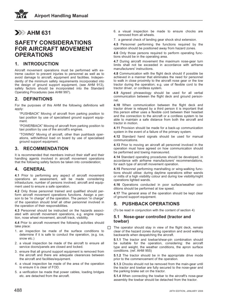 Airport Handling Manual: Aircraft Movement Safety | PDF | Landing Gear ...