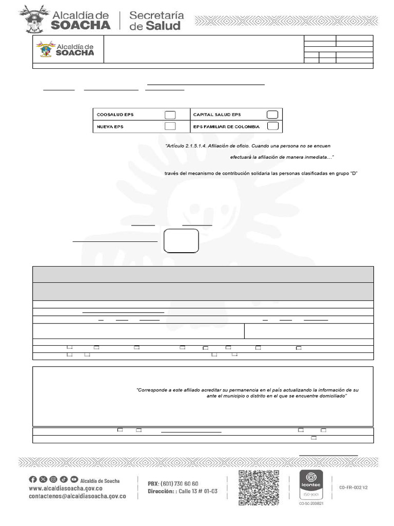 Formato Consentimiento AFILIACIÒN A EPS | PDF