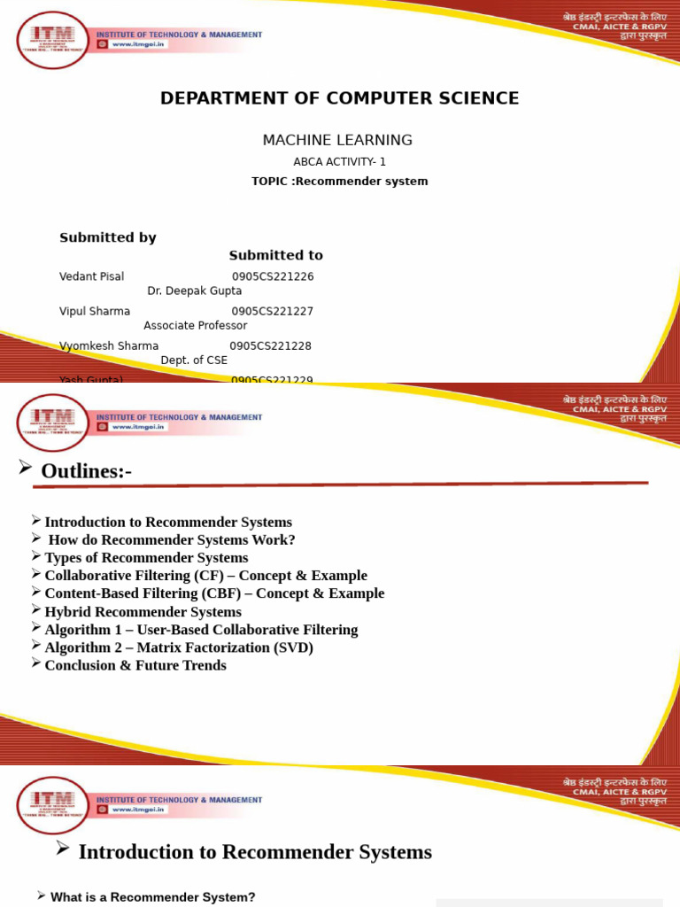 Recommender Systems Presentation Pdf Information Science Computing