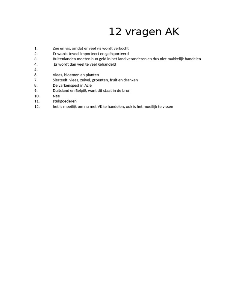 12 Vragen AK | PDF