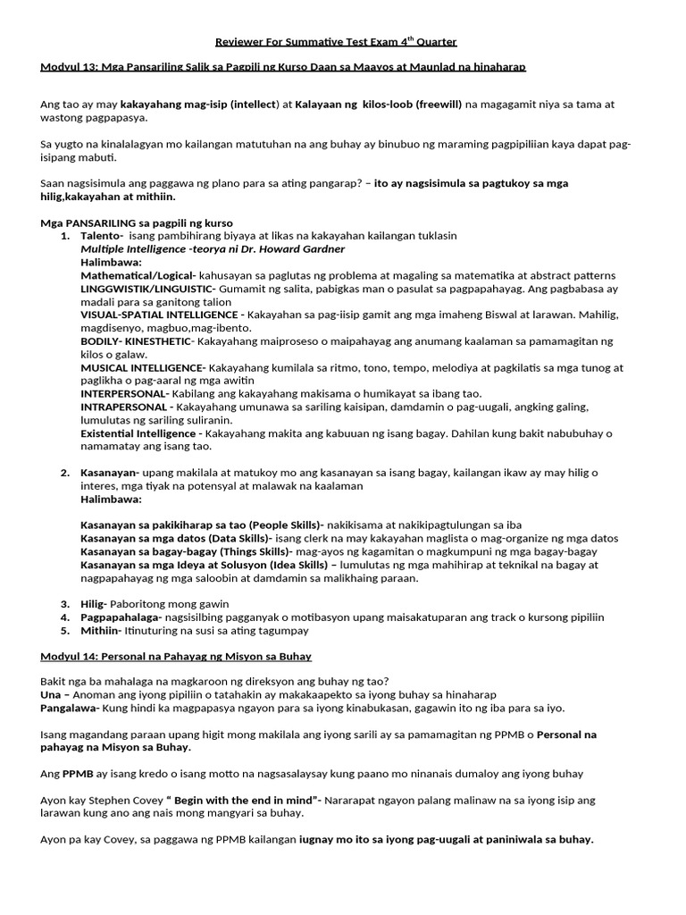 ESP Reviewer 4th Lecture | PDF