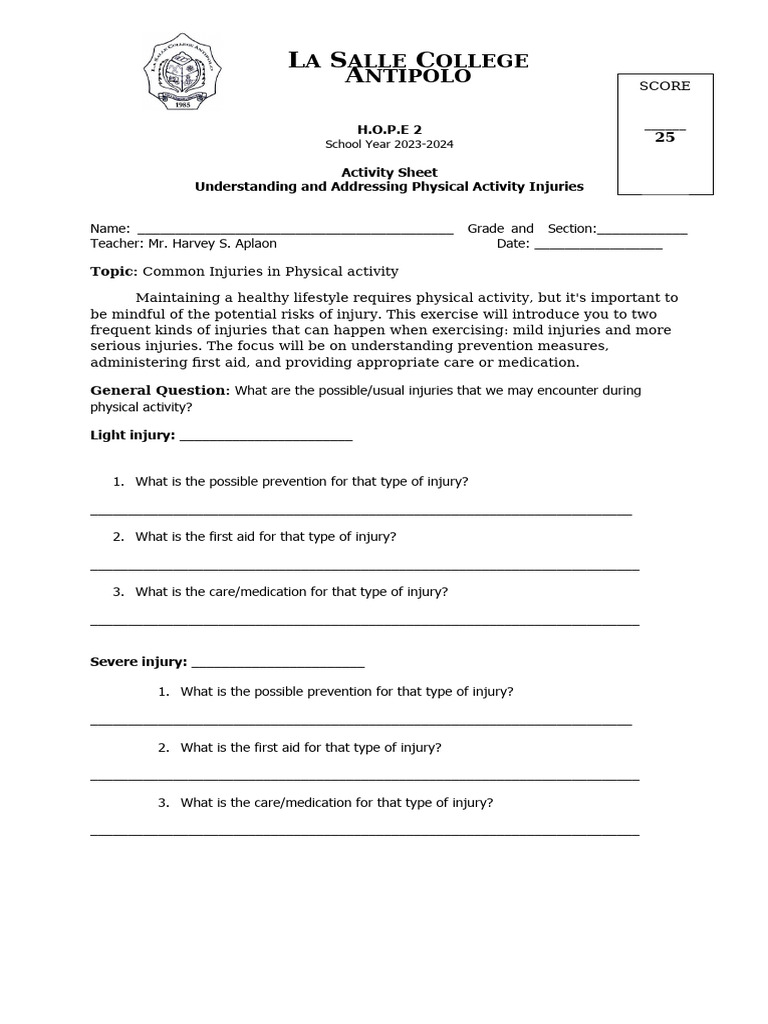 Understanding and Addressing Physical Activity Injuries - Activity ...