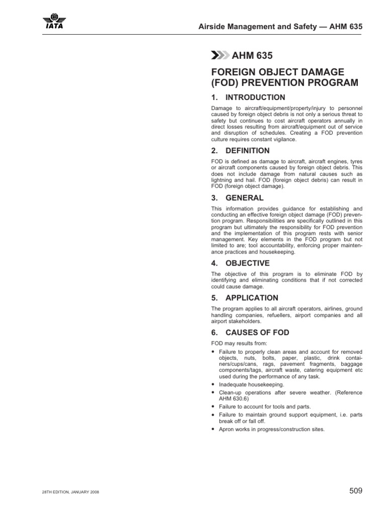 FOD Prevention Program for Aircraft Safety | PDF | Foreign Object ...