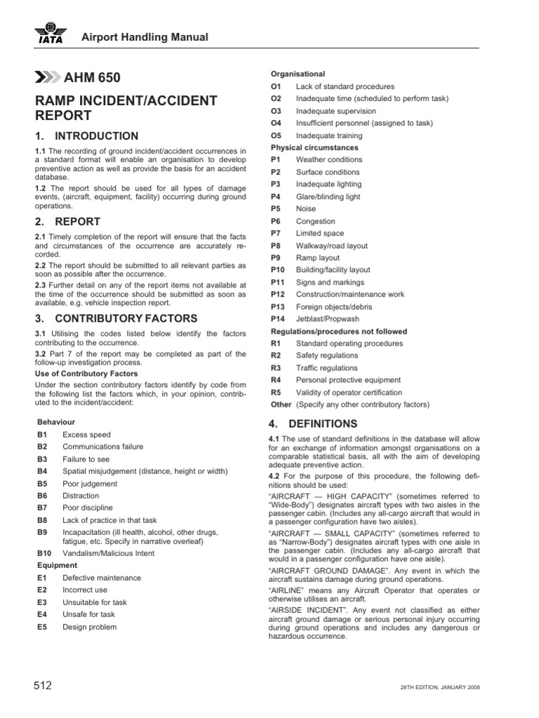 AHM650 Ramp Incident Accident Report | PDF | Transport | Aviation