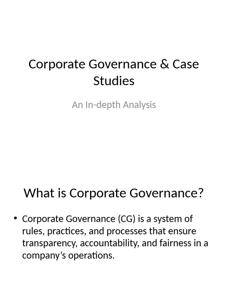 Corporate Governance Case Studies | PDF