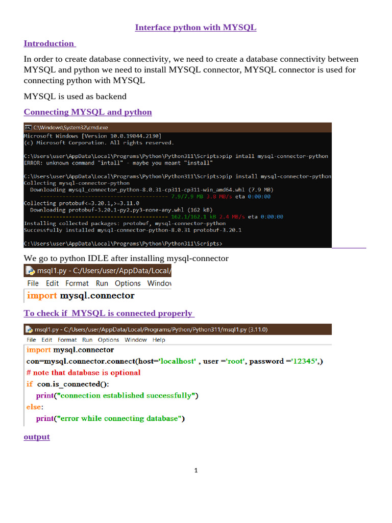 Connectivity Between Python And Mysql 1 Pdf Sql Data Management