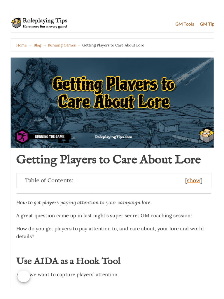 Getting Players To Care About Lore - Roleplaying Tips | PDF | Role ...
