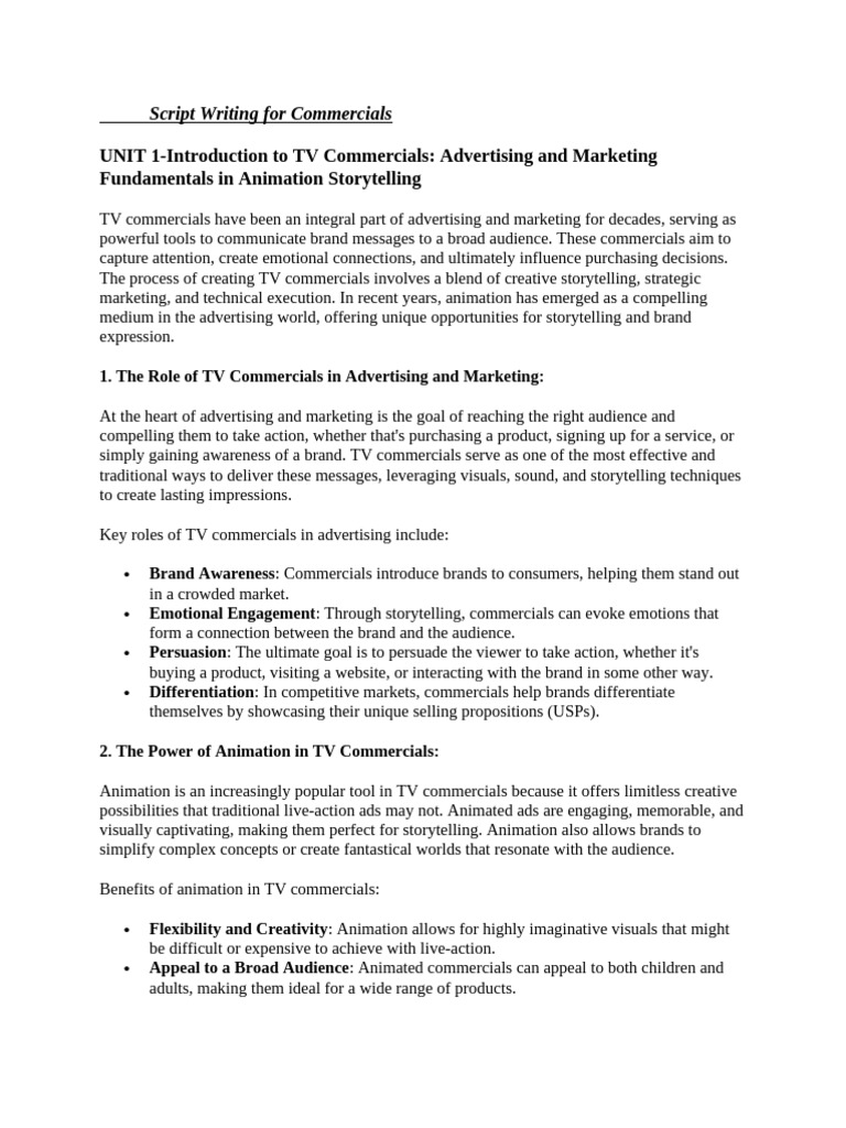 Script Writing For Commercials | PDF | Composition (Visual Arts ...