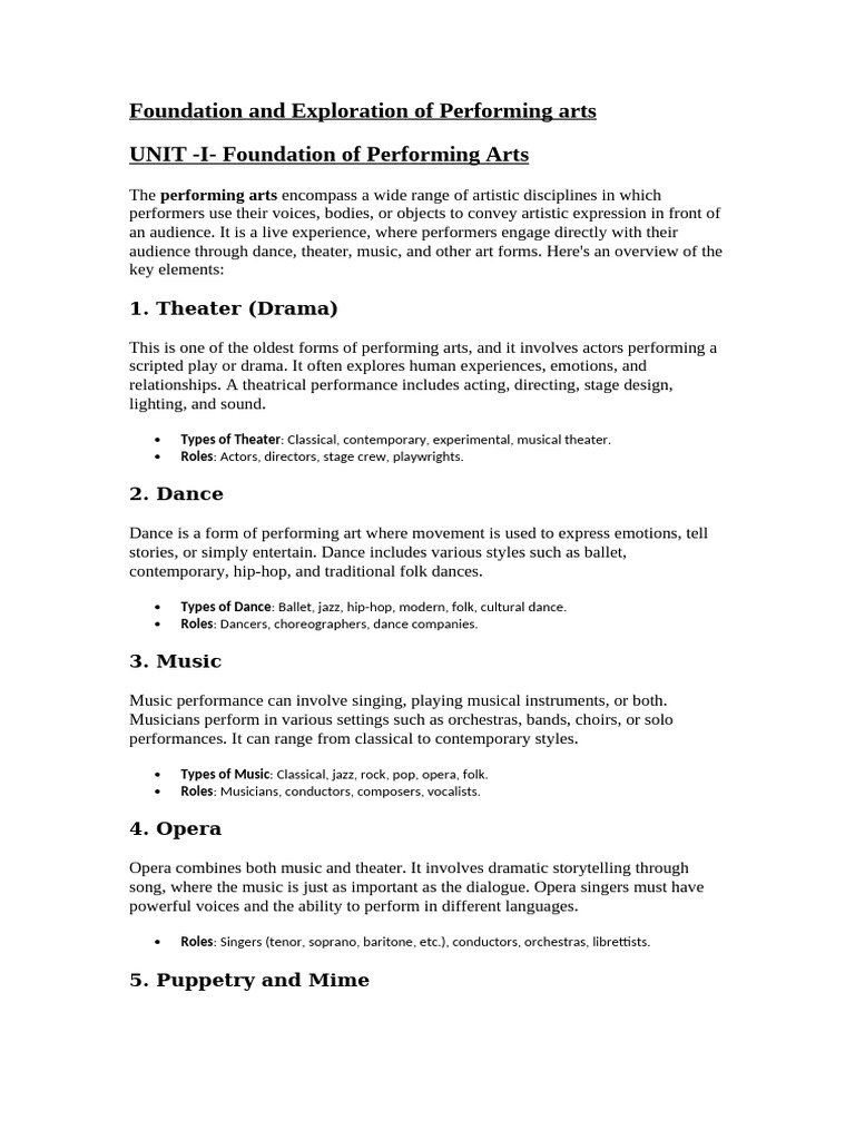 Exploring the Foundations of Performing Arts | PDF | Performing Arts | Human Voice