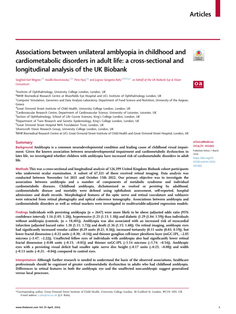 Associations-between-unilateral-amblyopia-in-child | PDF | Visual Impairment | Metabolic Syndrome