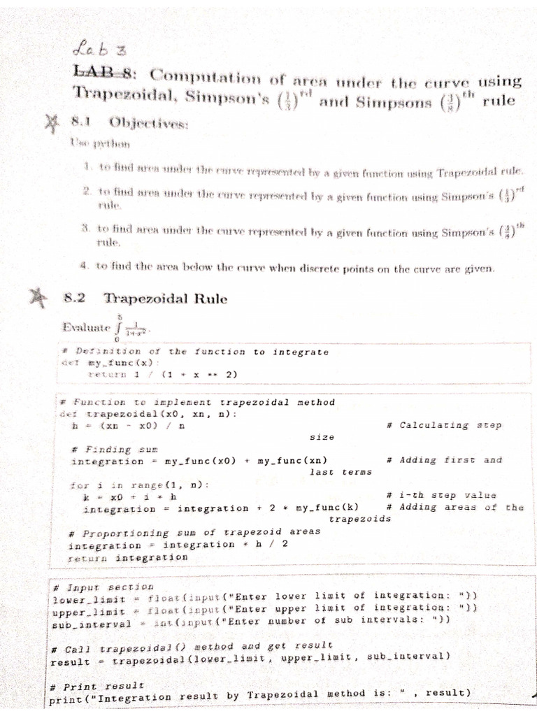 Lab-3 Numerical Integration | PDF