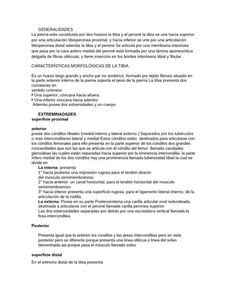 Anatomía de la Tibia y Peroné | PDF | Sistema musculoesquelético ...