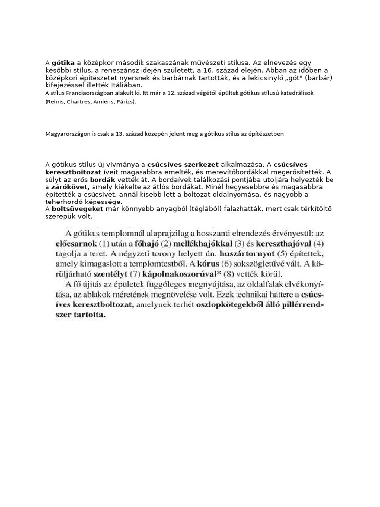 A Gótika A Középkor Második Szakaszának Művészeti Stílusa | PDF