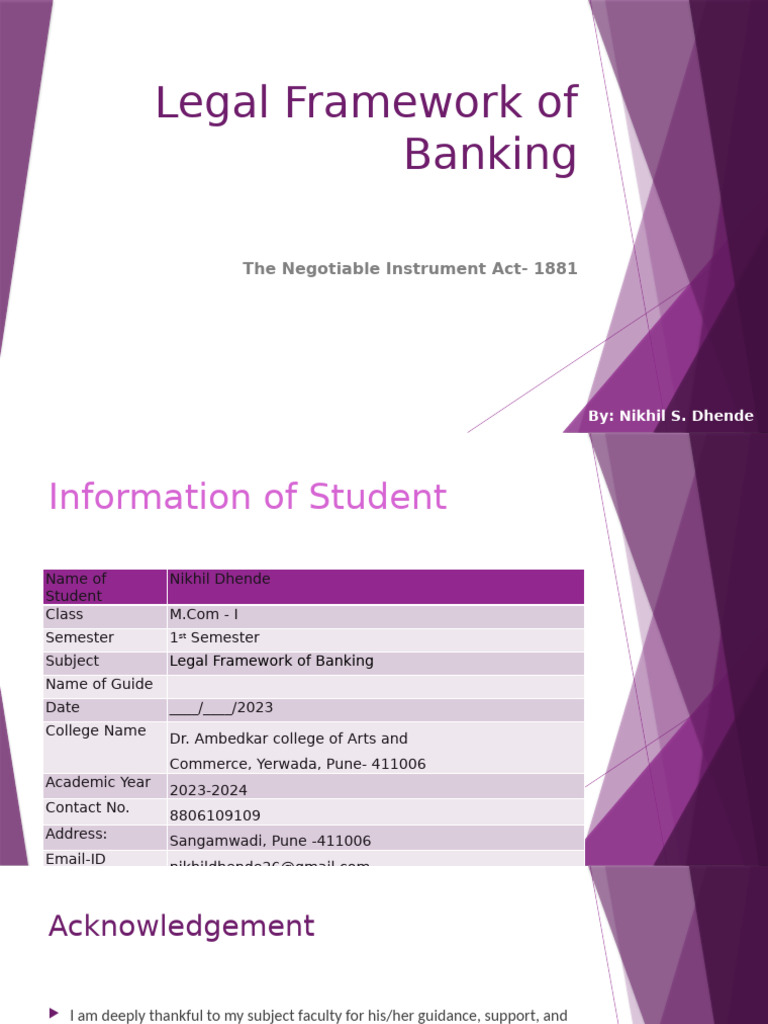 Legal Framework of Banking | PDF | Negotiable Instrument | Cheque