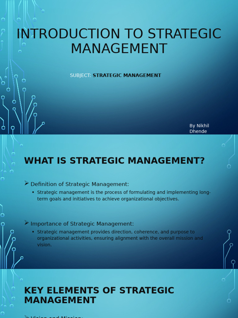 Introduction To Strategic Management | PDF | Strategic Management | Goal