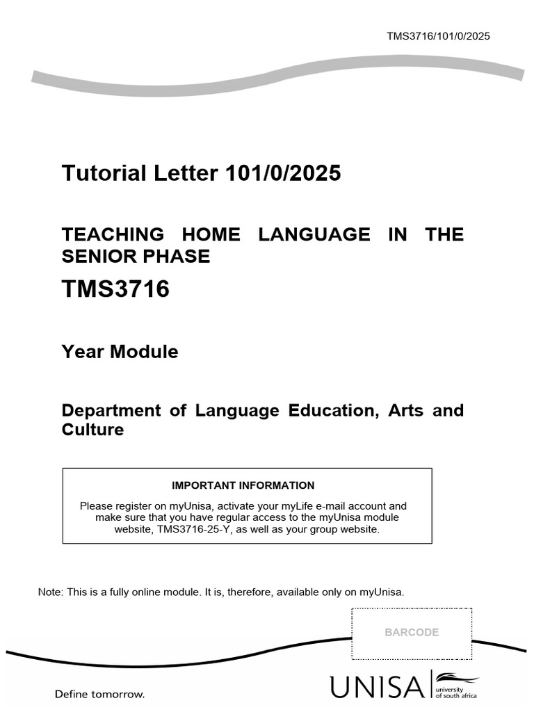 TMS3716 Tutorial Letter 101 | PDF | Turnitin | Educational Technology