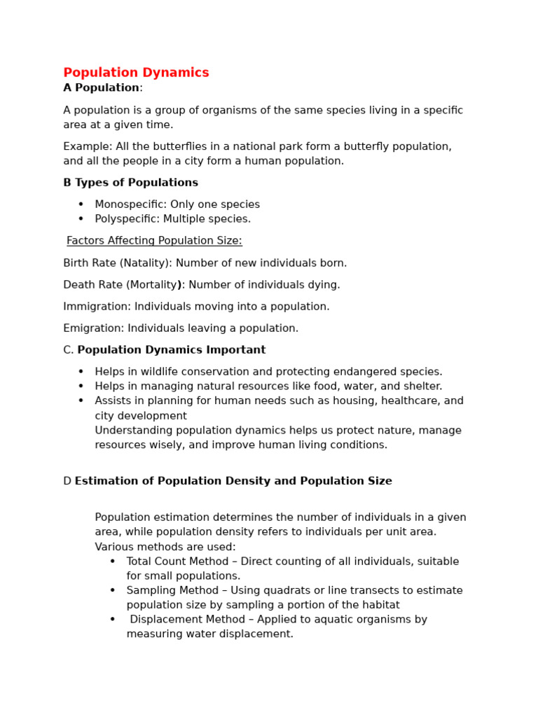 Population Dynamic | PDF