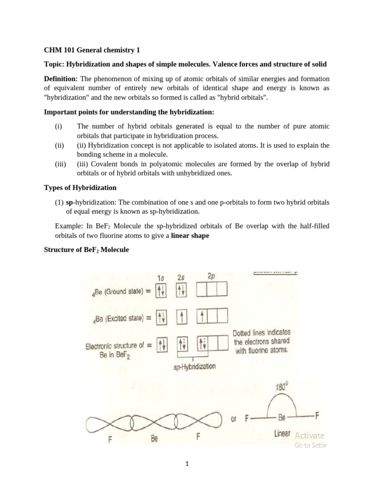 Hybridization and Molecular Shapes in Chemistry | PDF | Molecular ...