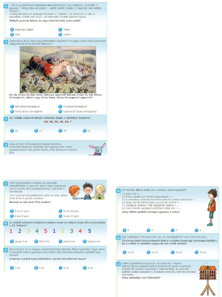 1 Osztályos Matek Verseny 2 | PDF