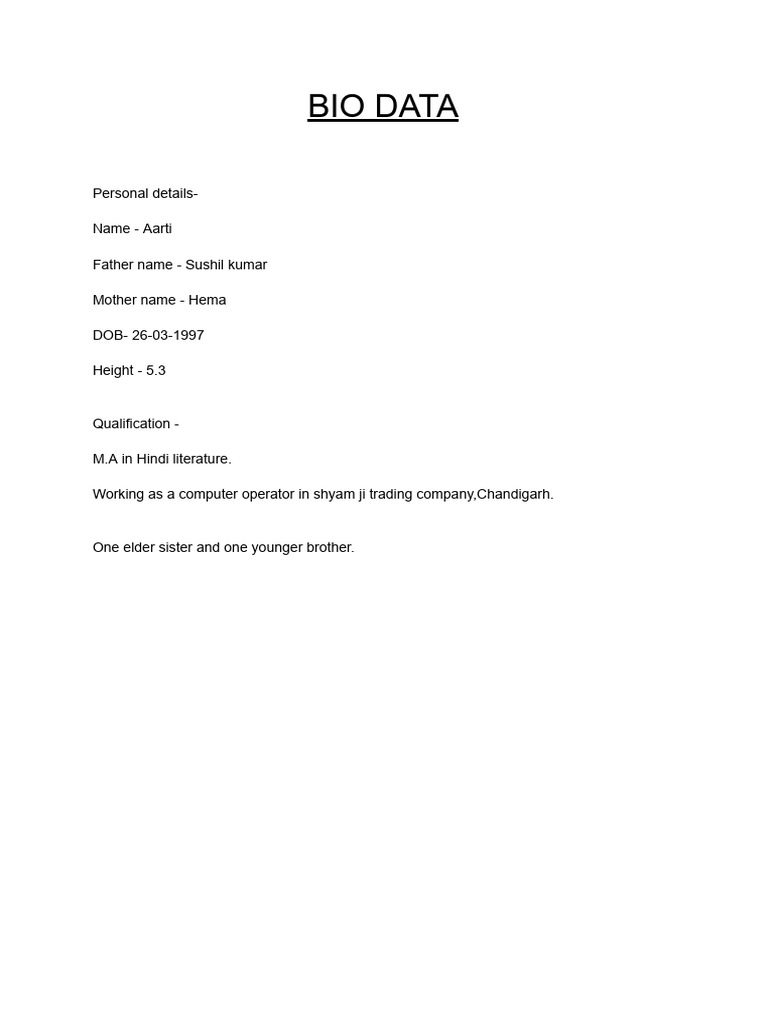 Bio Data | PDF