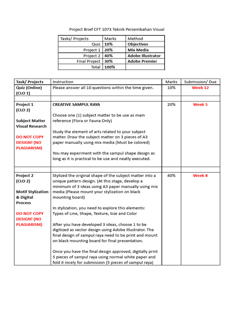 Visual Presentation Project Brief | PDF | Adobe Illustrator | Graphic ...
