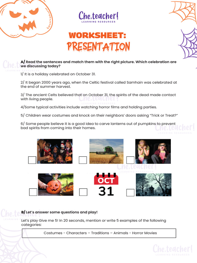 Halloween Celebration Worksheet | PDF