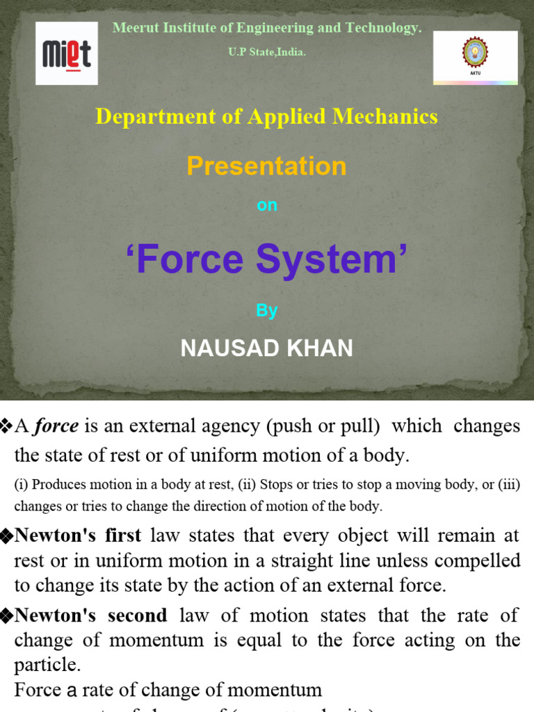 Force System | PDF | Force | Newton's Laws Of Motion