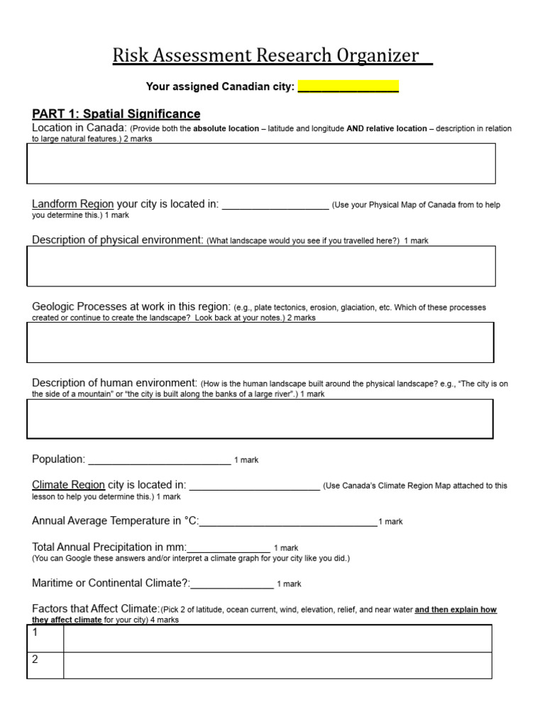 Risk Assessment Research Organizer | PDF | Hazards | Natural Disasters