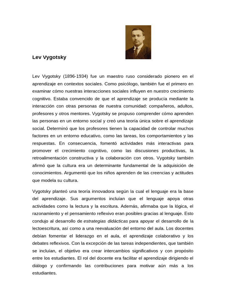 Etapas del lenguaje según Vygotsky | PDF | Aprendizaje | Modificación ...