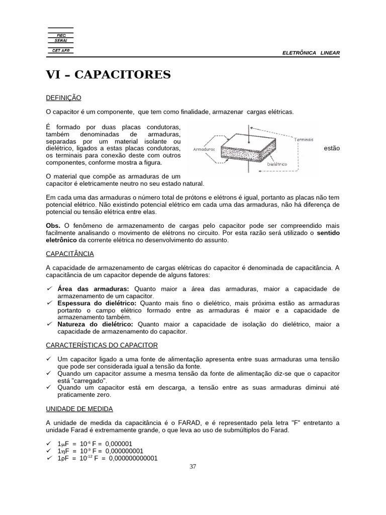 06- CAPACITORES | PDF | Capacitor | Eletricidade