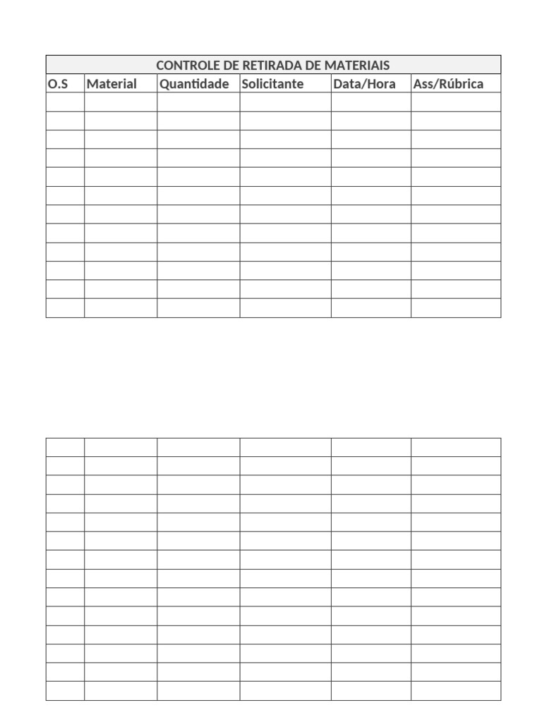 Controle de Retirada de Materiais | PDF