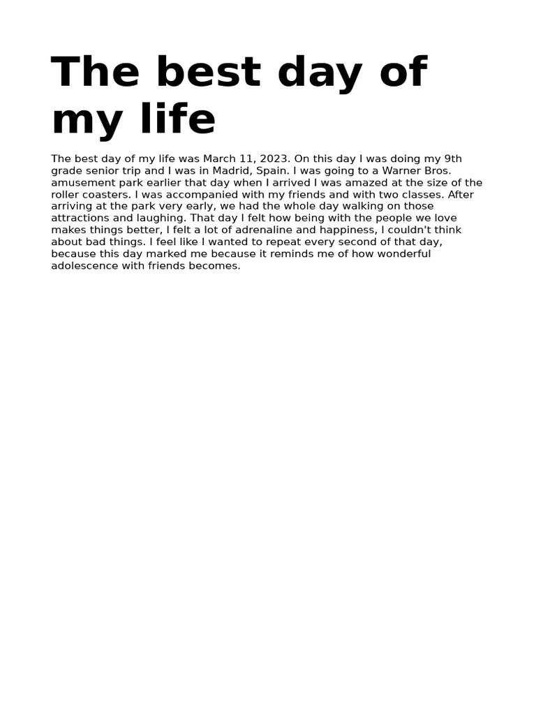 The Best Day of My | PDF