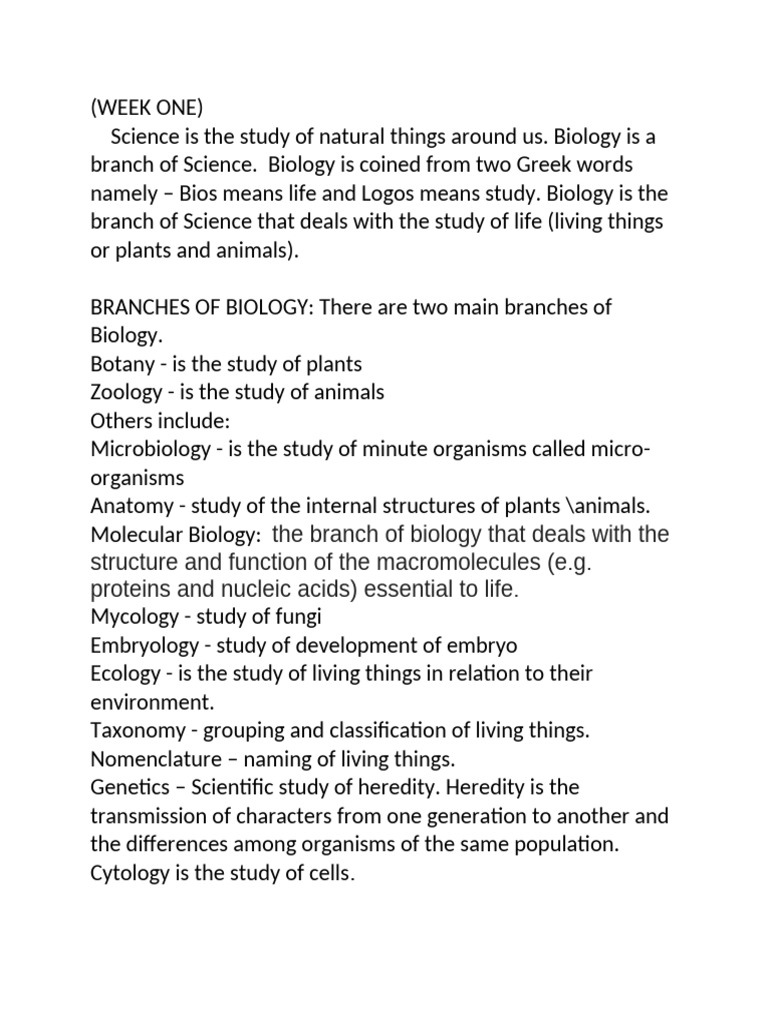 WEEK ONE TO THREE SS1 | PDF | Tissue (Biology) | Eukaryotes