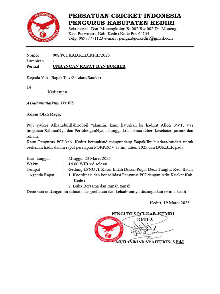 UNDANGAN Rapat | PDF
