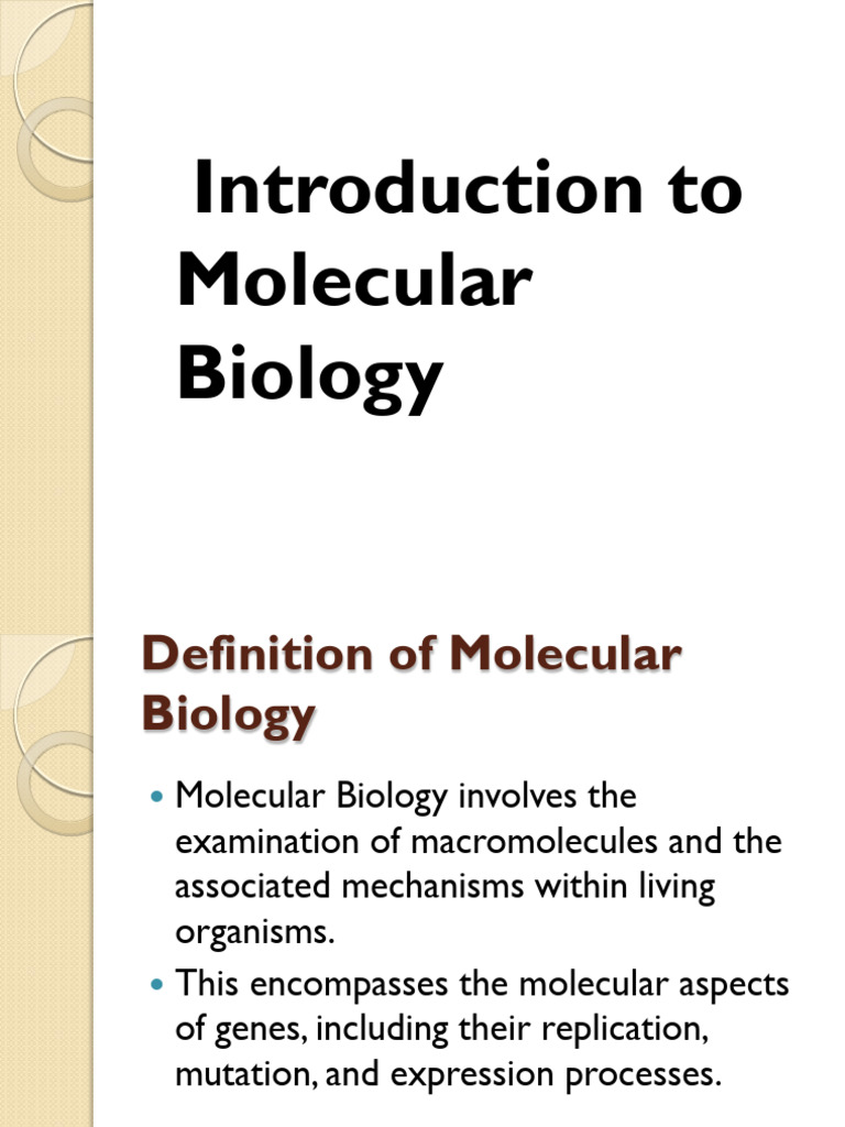 Lecture 1 Introduction To Molecular Biology | PDF | Molecular Biology ...