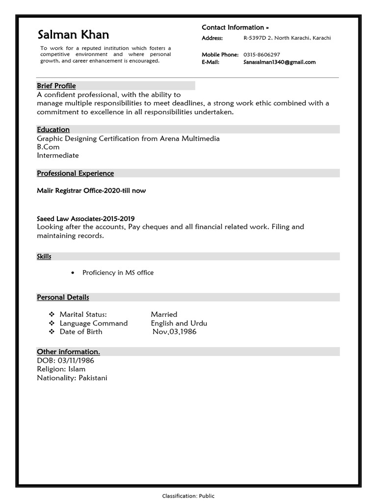 Resume-Salman Khan | PDF