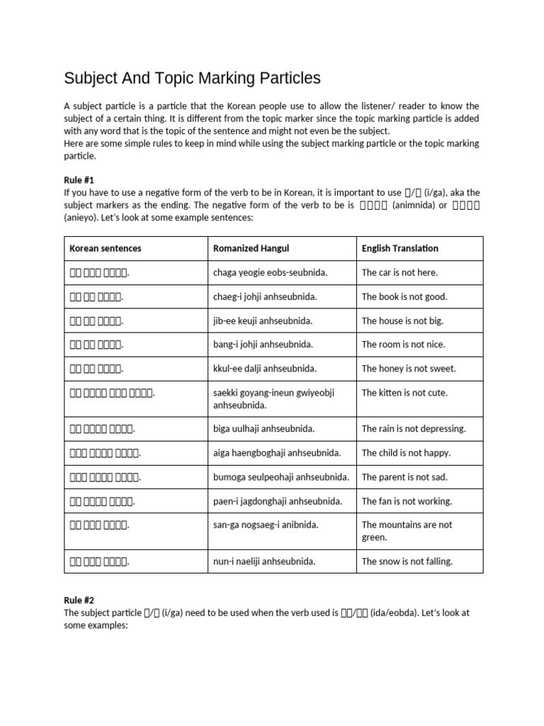 Subject And Topic Marking Particles | PDF | Morphology | Languages
