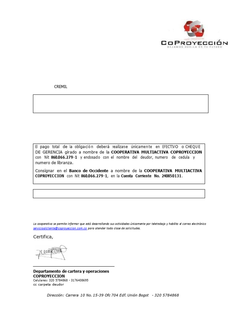 Yeison Sanchez Chaverra Cooproyeccion | PDF