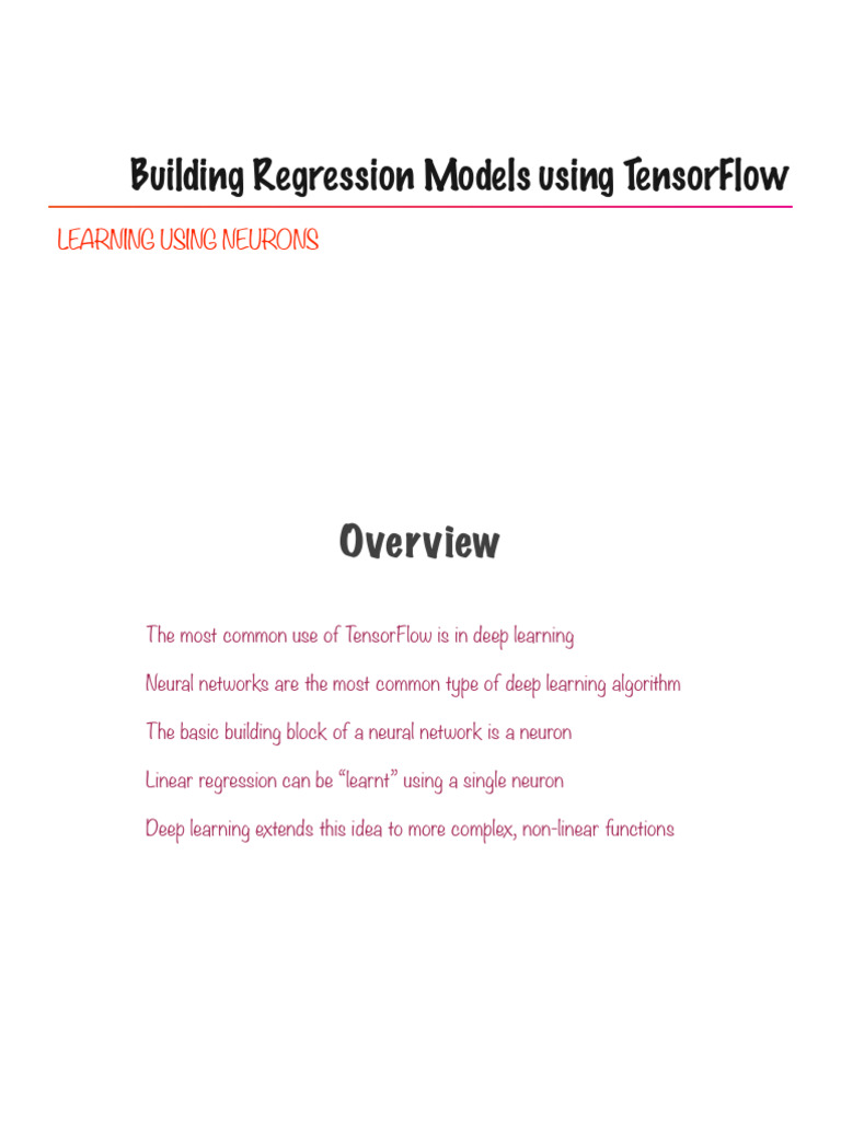 TensorFlow Regression | PDF | Statistical Classification | Deep Learning