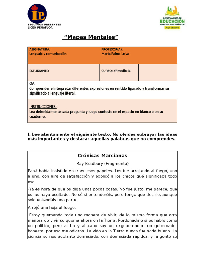 Guía Mapas Mentales Cronica Marciana | PDF