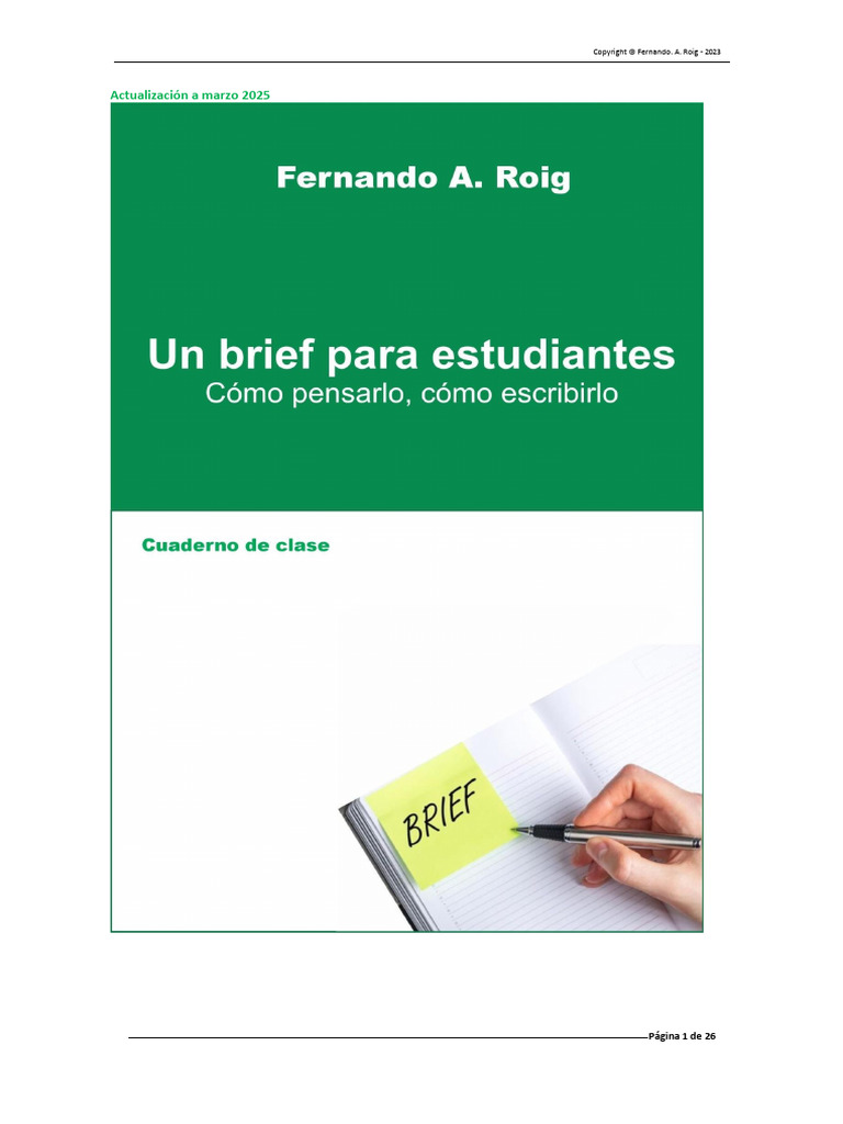 Cuaderno de Clase ESCRIBIR UN BRIEF Actualizado A Marzo 2025 | PDF ...
