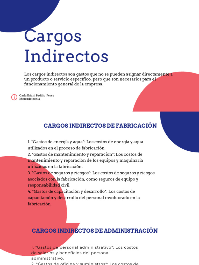 Cargos Indirectos en Empresas: Tipos y Ejemplos | PDF