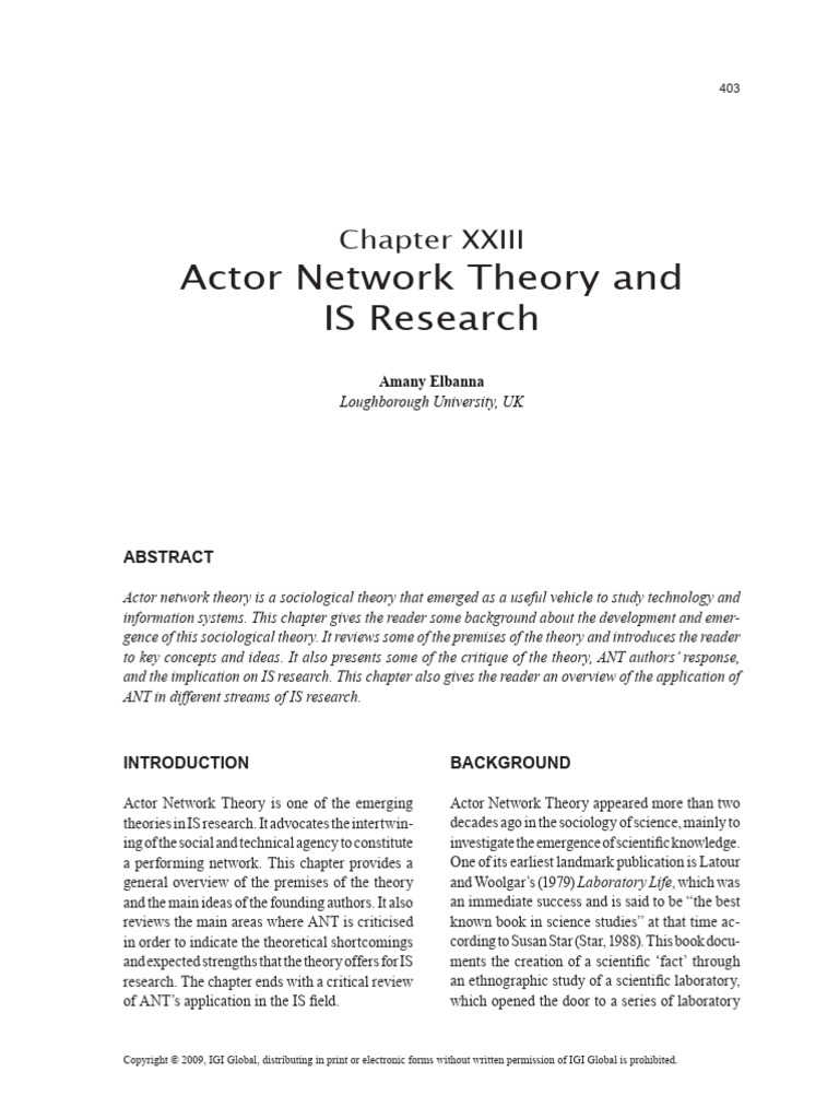 Actor Network Theory and IS Research | PDF | Academic Discipline ...