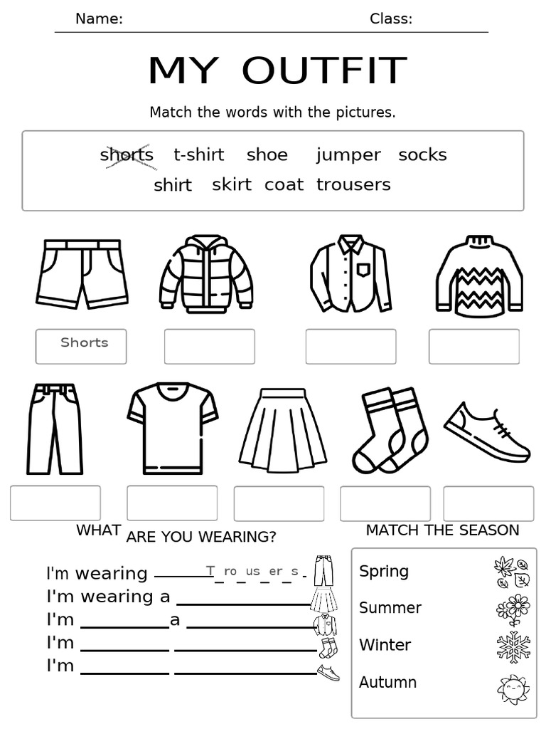 Seasonal Outfit Matching Activity | PDF