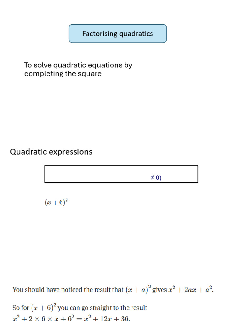Completing The Square | PDF